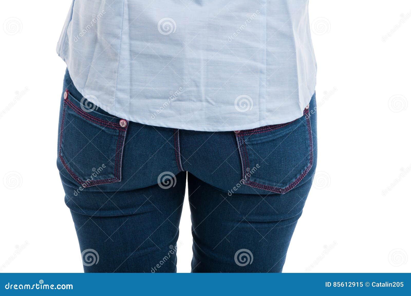 Close-up of Female Engineer Back Wearing Blue Jeans Stock Image - Image ...