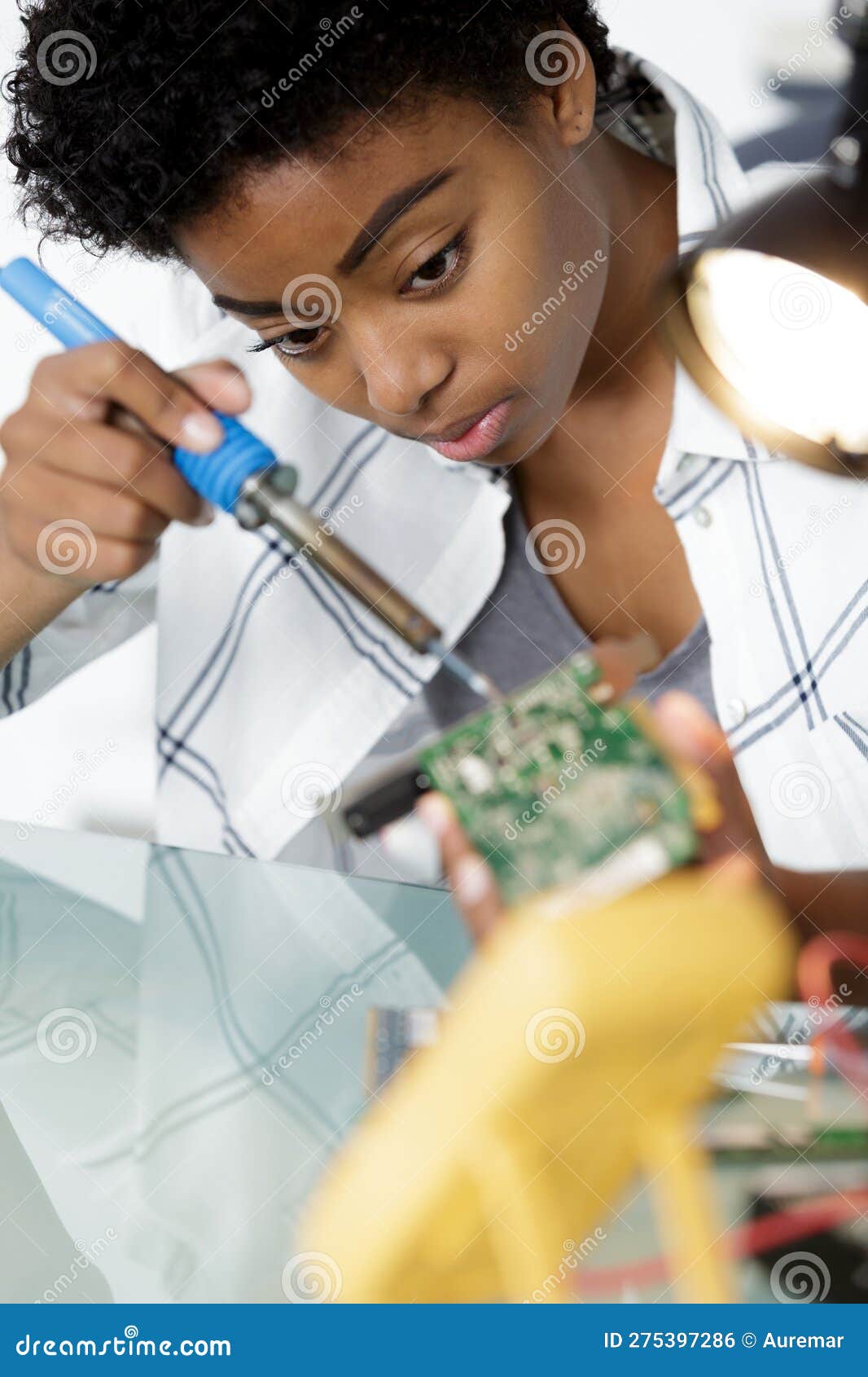 Close Up Female Engineering Student Working in Laboratory Stock Photo ...