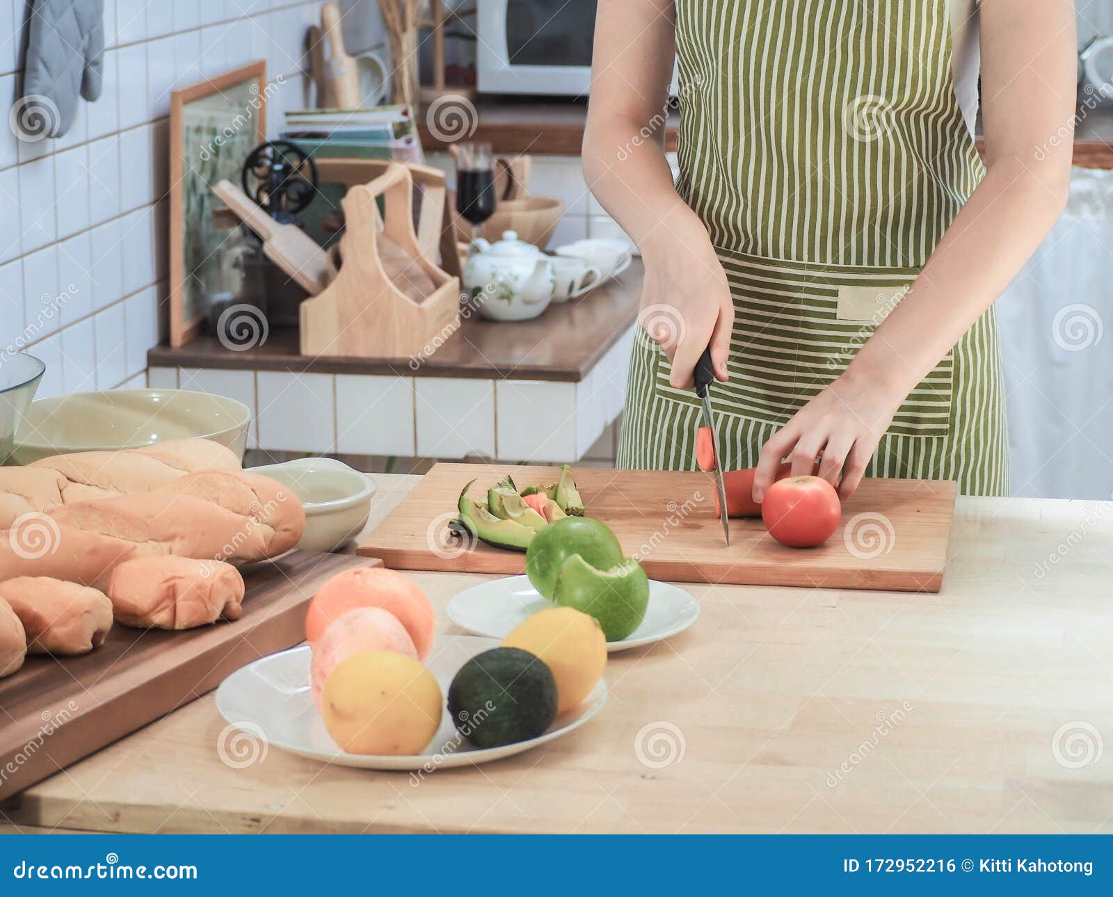Close Up Female Hand Cook in the Kitchen Stock Photo - Image of board ...