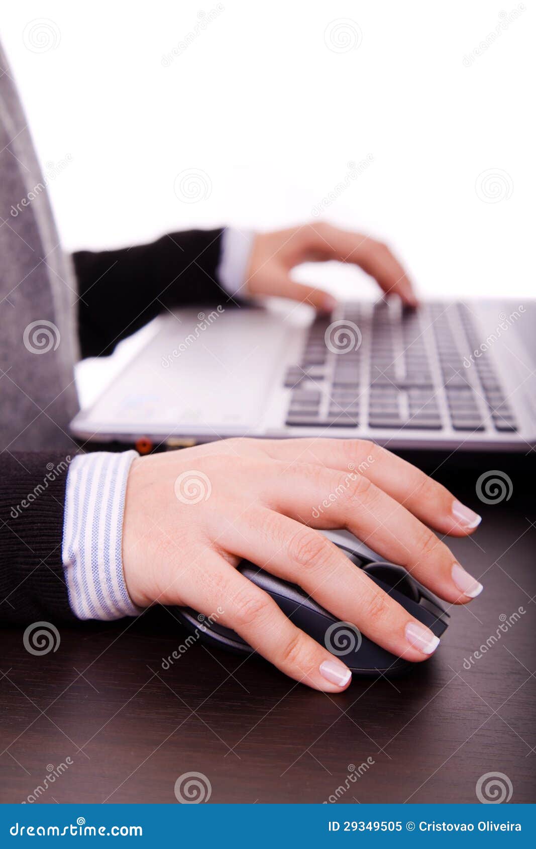 Female Hand on Mouse while Working on Laptop Stock Image - Image of ...
