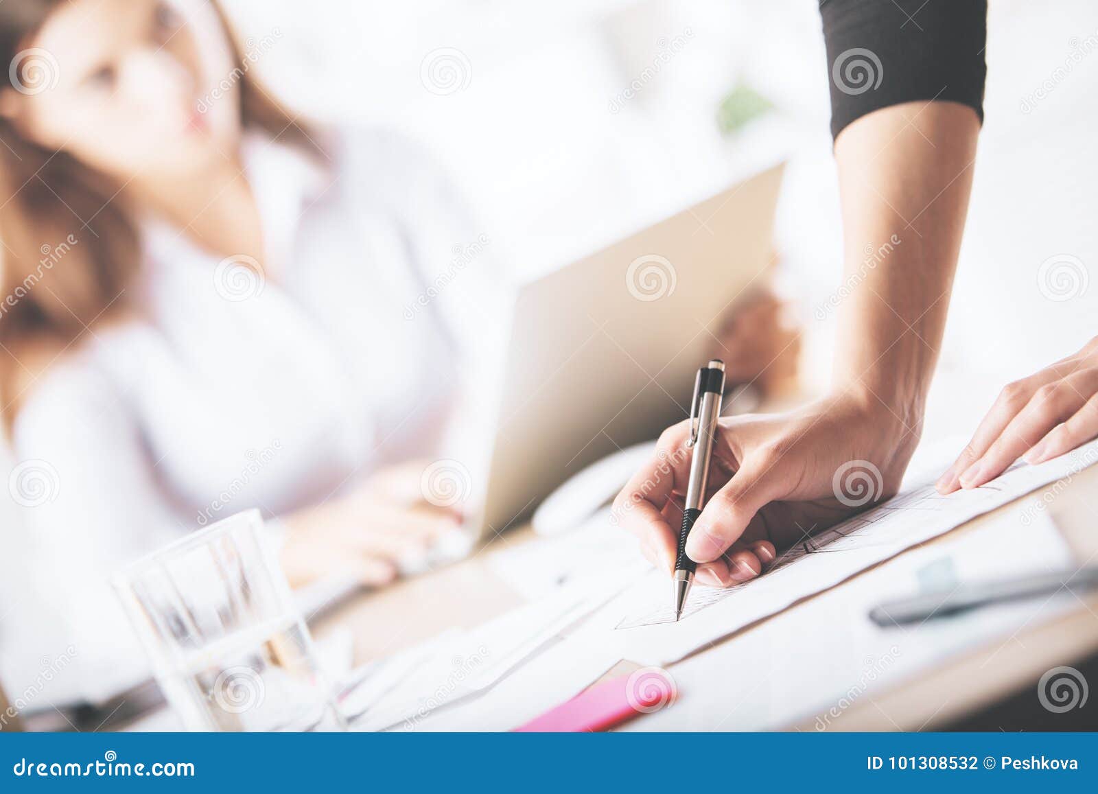 Hands Doing Paperwork and Using Laptop Stock Photo - Image of corporate ...