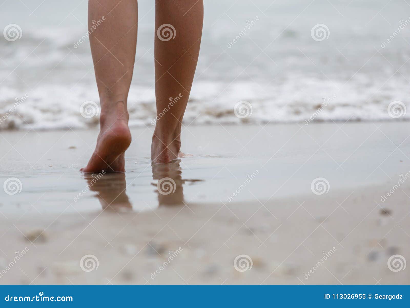 Close Up of Female Legs Walking on Beach Stock Image - Image of ...
