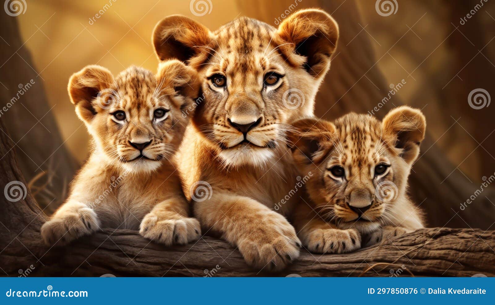 Close Up of a Female Lion with Two Cubs Stock Illustration ...