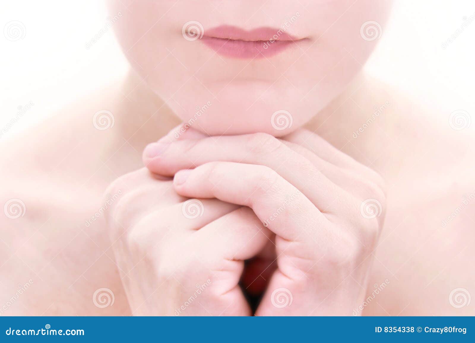Close Up of Female Lips and Crossed Hands Stock Photo - Image of ...