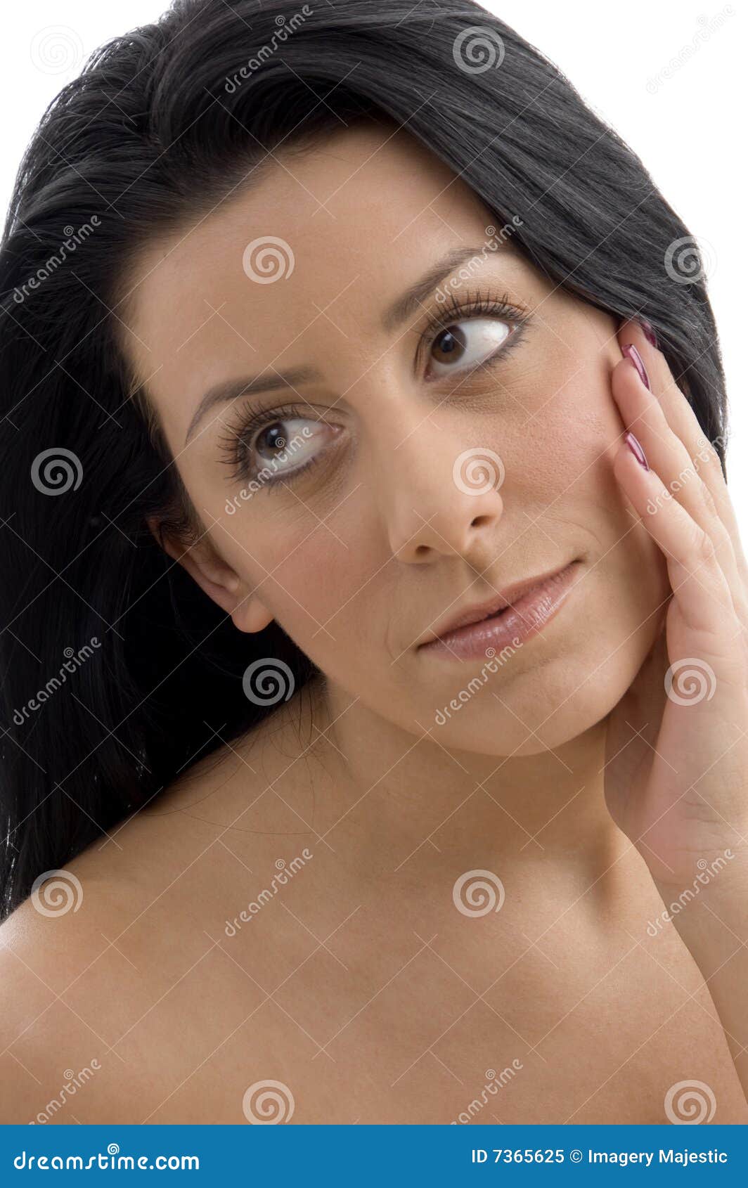 Close Up of Female Looking Aside Stock Image - Image of relaxing ...