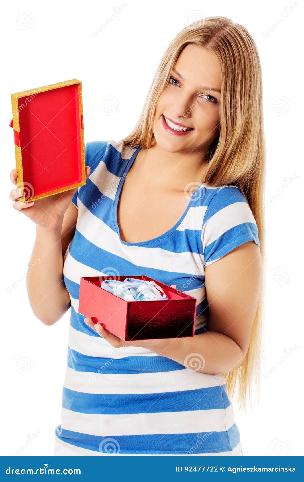 Close-up of Female Unpacking a Present Stock Photo - Image of merry ...
