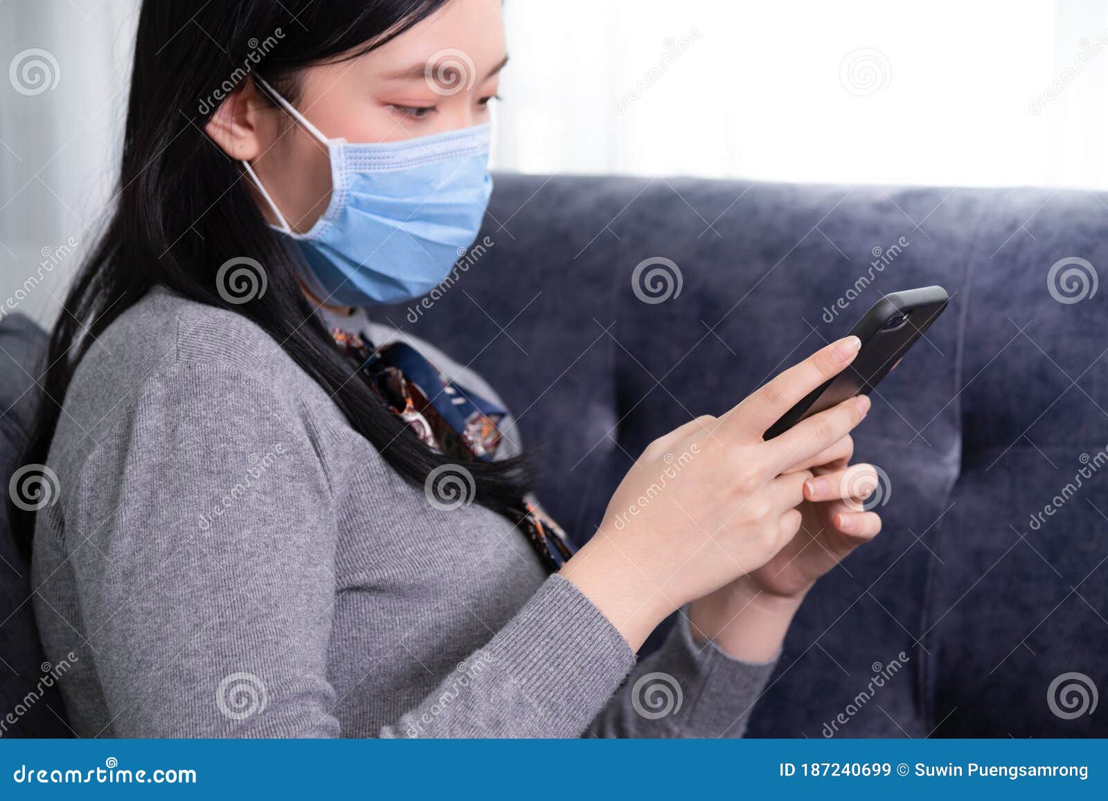 Close Up of a Female Using Mobile Smart Phone and Wearing Wearing ...