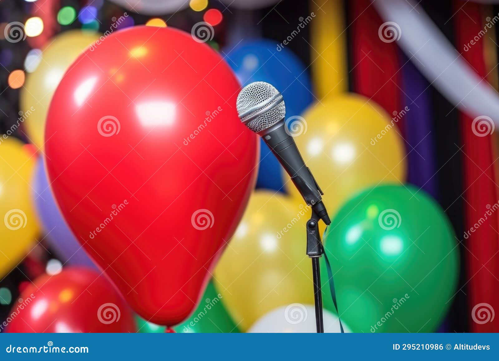 Close Up of Festive Balloons Near a Microphone Stock Photo - Image of ...