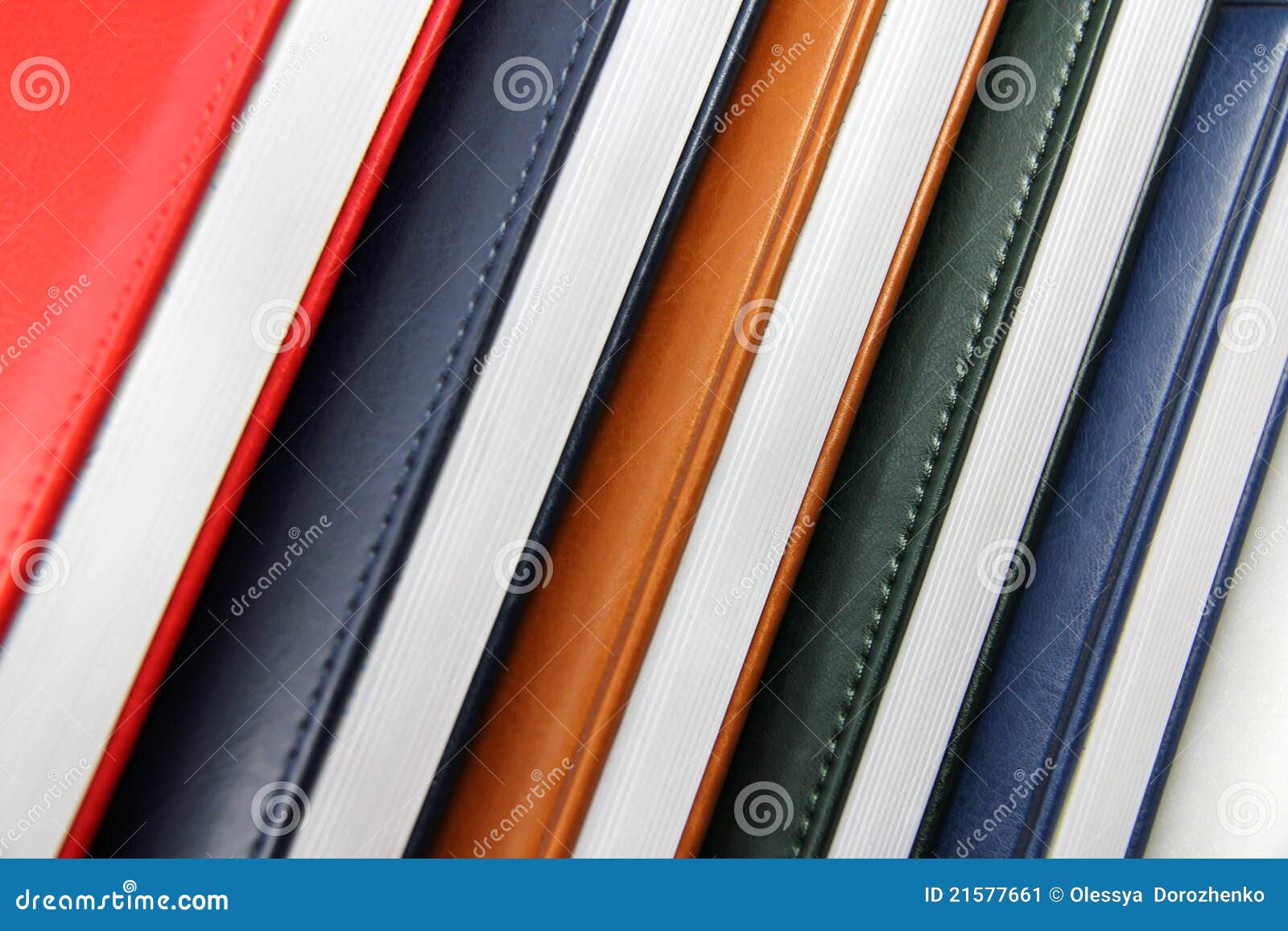 Close-up of a Few Colored Books Stock Image - Image of leather ...