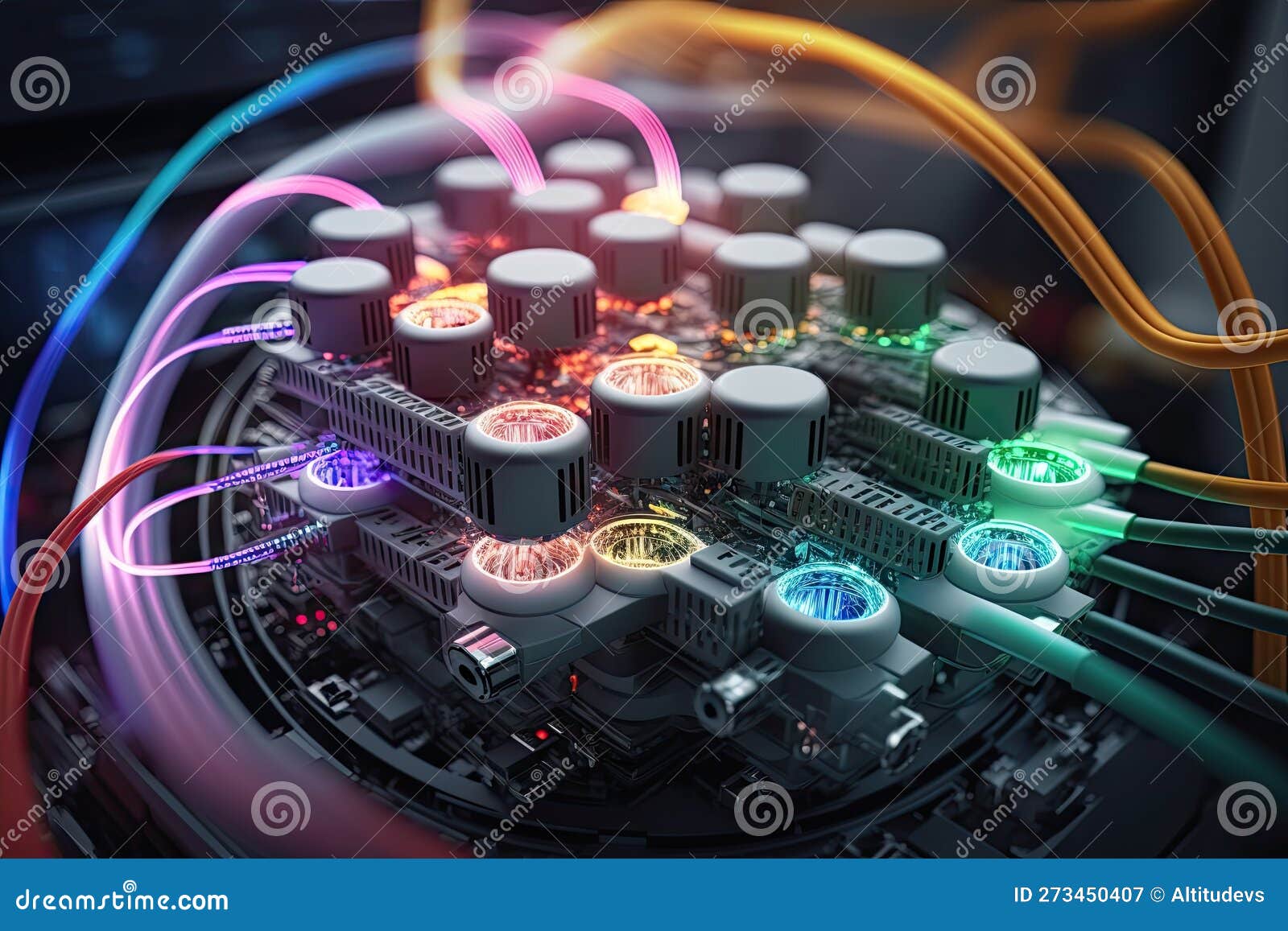 Close-up of Fiber Optic Cables Being Connected and Arranged within a 5g ...