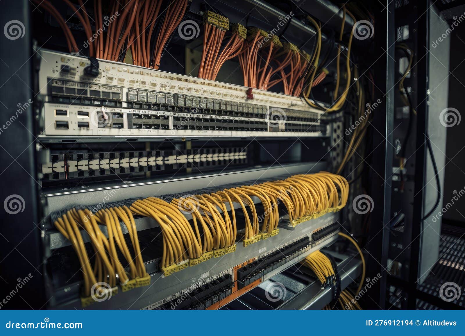 Close-up of Fiber Optic Cables Being Installed in Building Stock ...