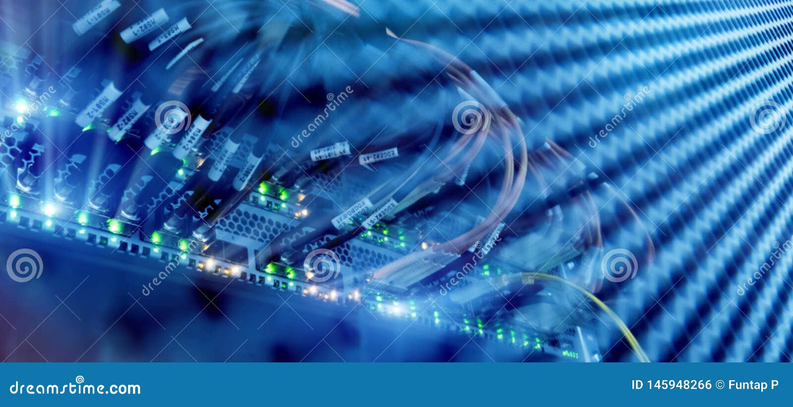 Close Up Fiber Optic and Hub in Server Room Stock Photo - Image of ...