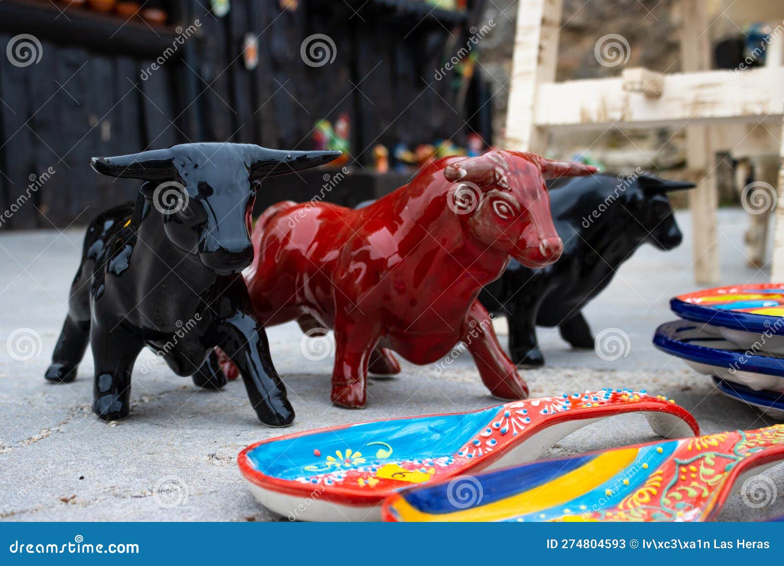 Close-up of the Figures of Some Bulls Stock Image - Image of spain ...