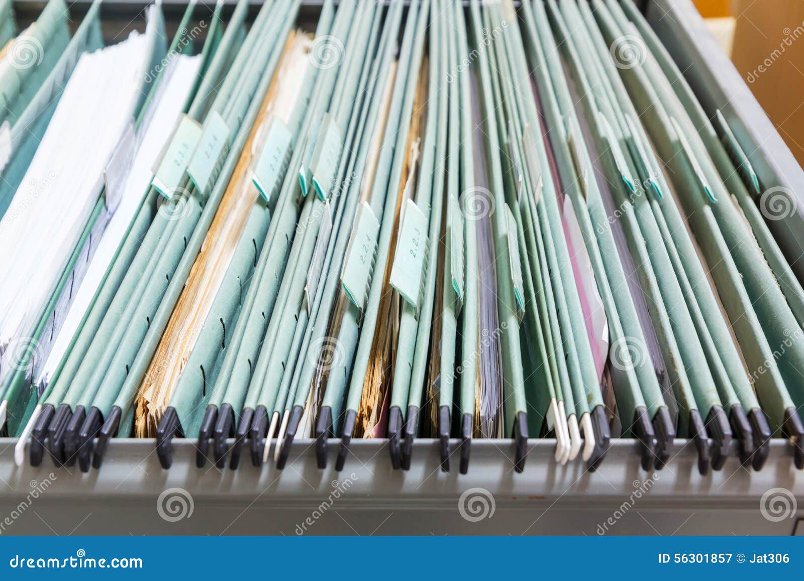 Close Up File Folders in a Filing Cabinet Stock Image - Image of ...
