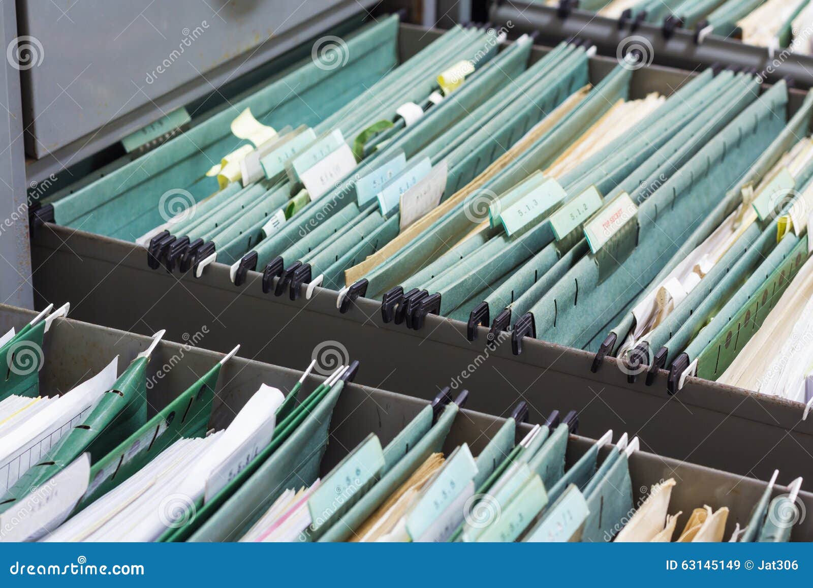 Close Up File Folders in a Filing Cabinet Stock Image - Image of cloak ...