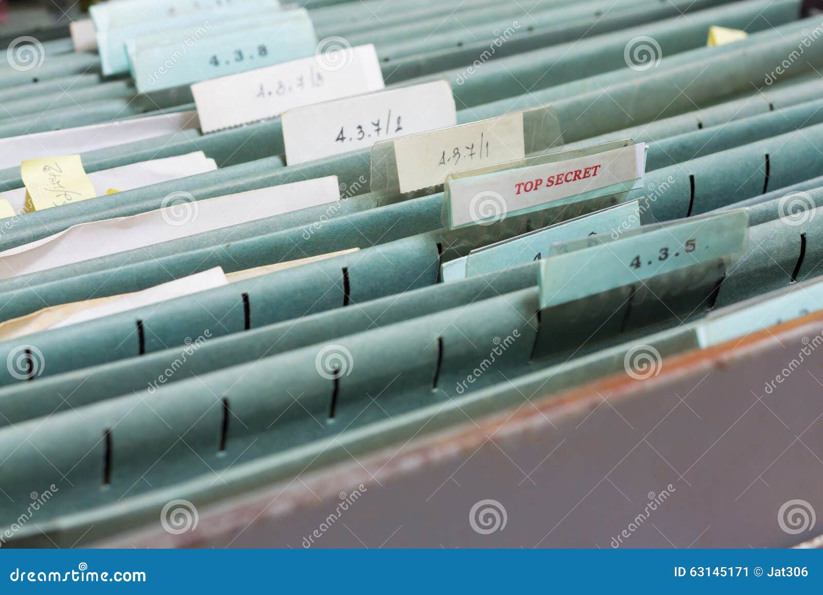 Close Up File Folders in a Filing Cabinet Stock Image - Image of hidden ...