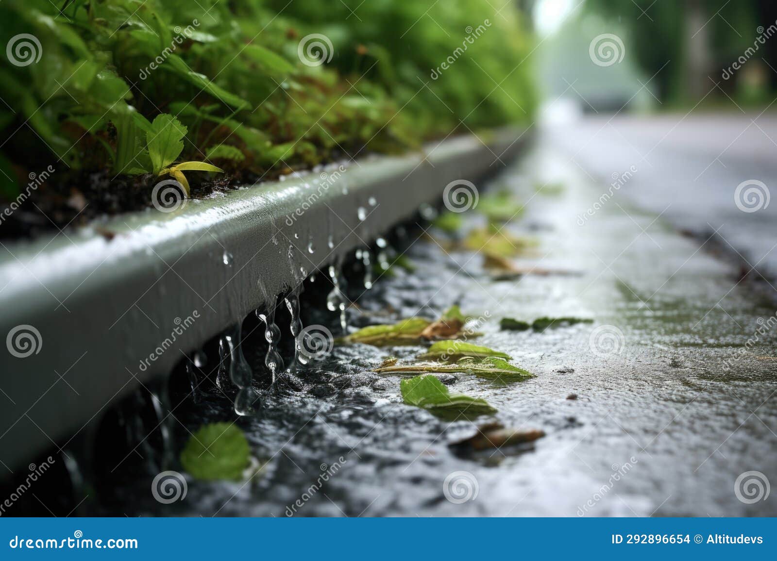 Close-up of a Filled Gutter during a Rainfall Stock Photo - Image of ...