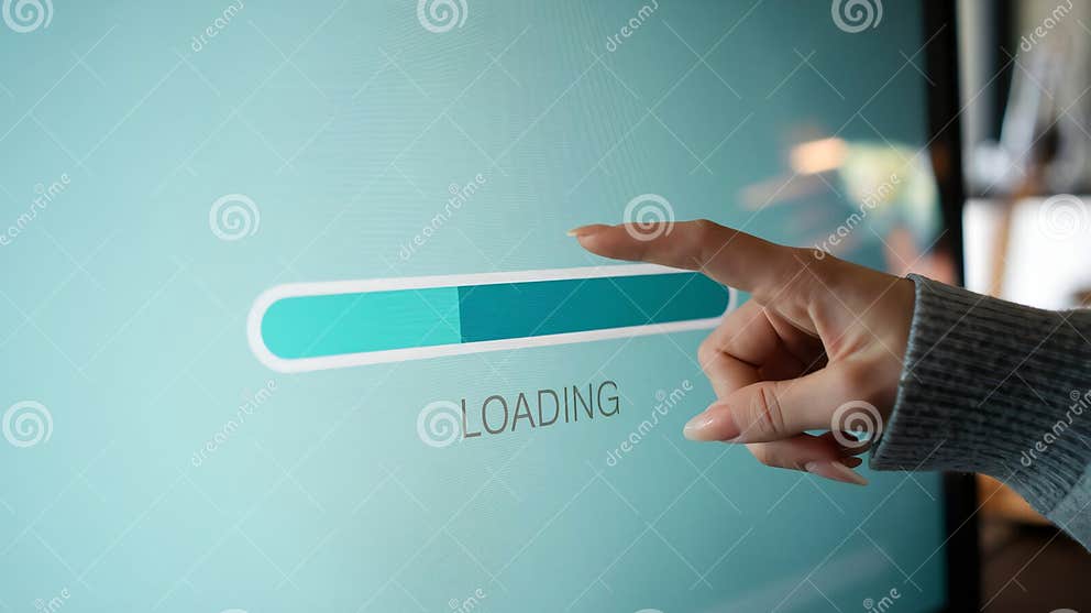 Loading Bar on Screen Progress Technology Finger Digital Interface AI ...