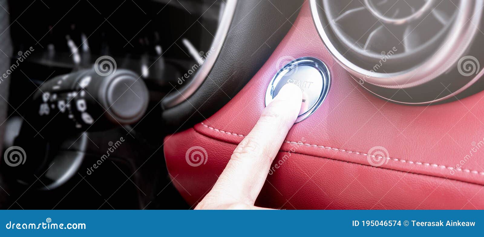 Close Up of Finger Pressing the Button To Start the Engine of a Car ...