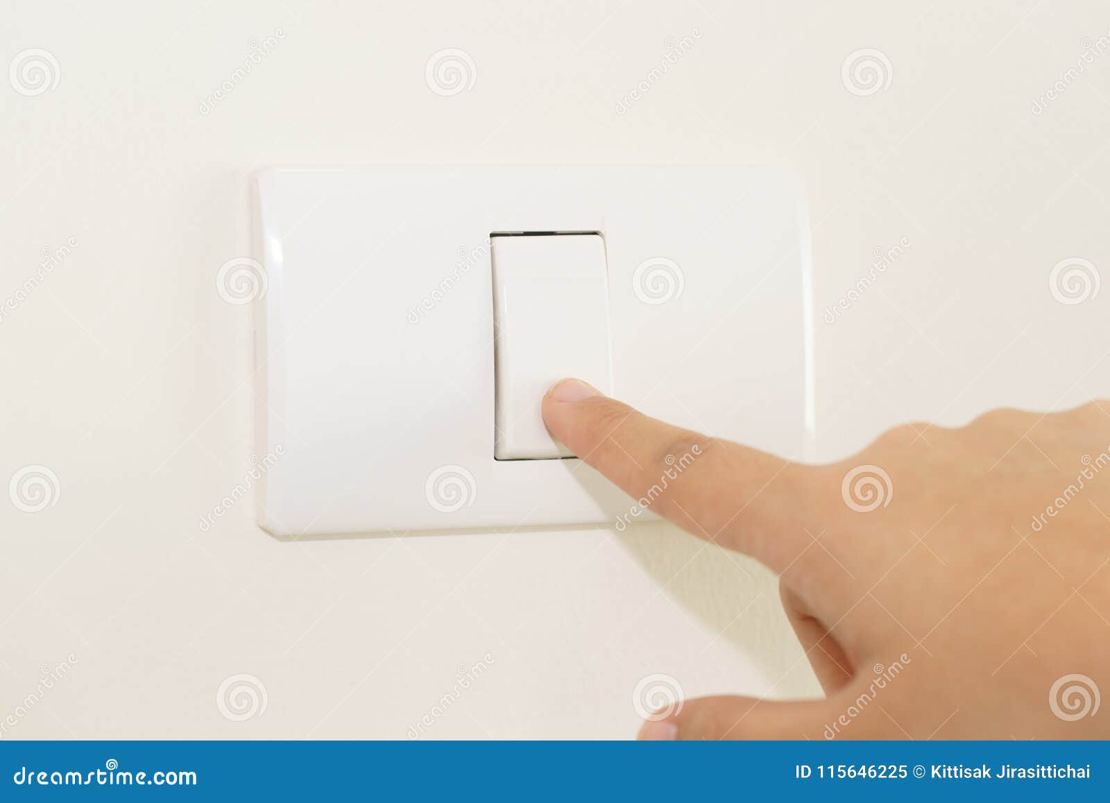 Close Up of Finger Turning Off on Light Switch on Wall Stock Image ...