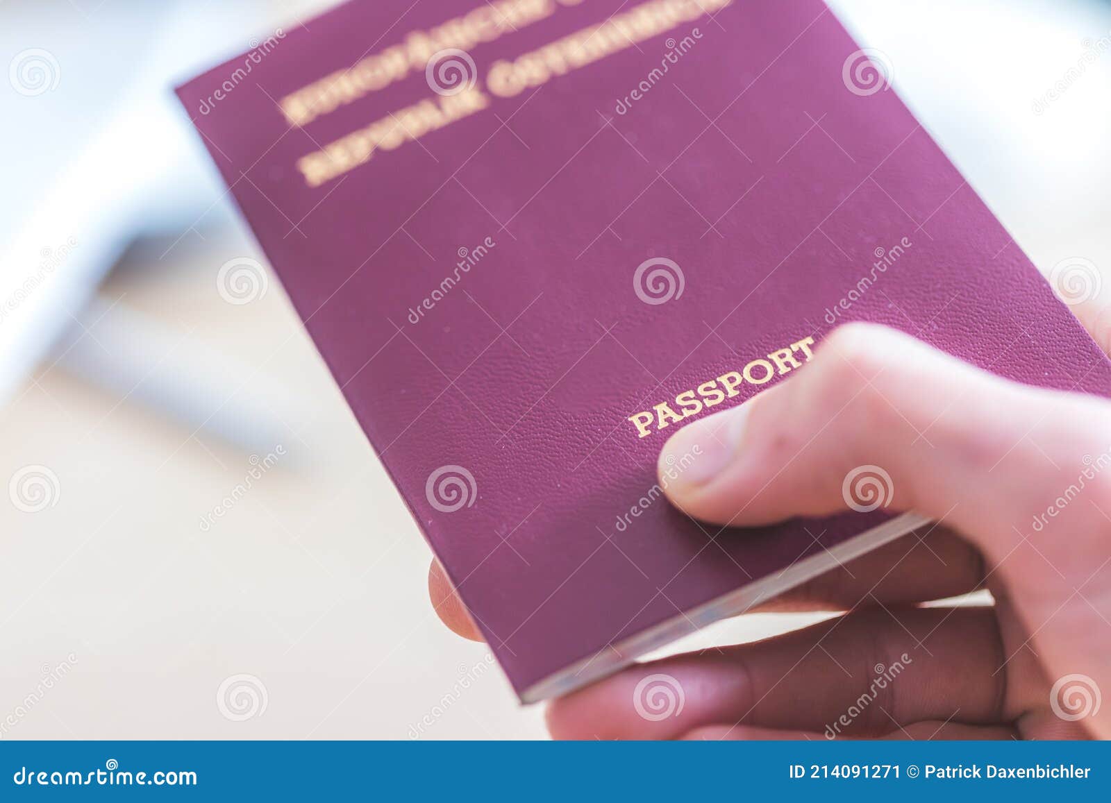 Passport Vacation Concept Close Up Of Fingers Holding A Passport