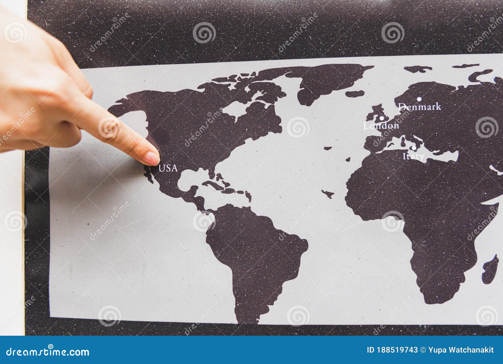 Close Up of Fingers Pointing at Map of Stock Image - Image of trip ...