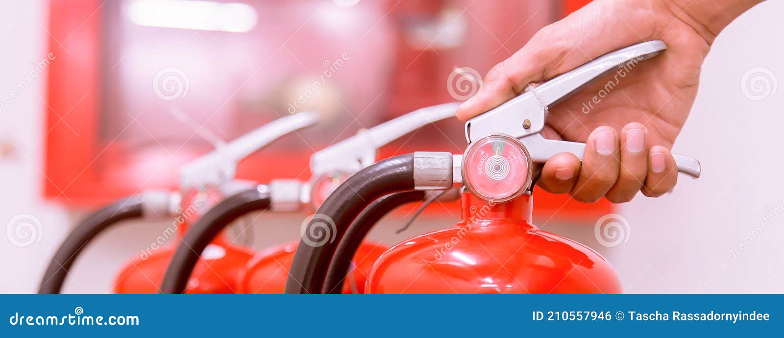 Close Up Fire Extinguisher and Pulling Pin on Red Tank Stock Photo ...