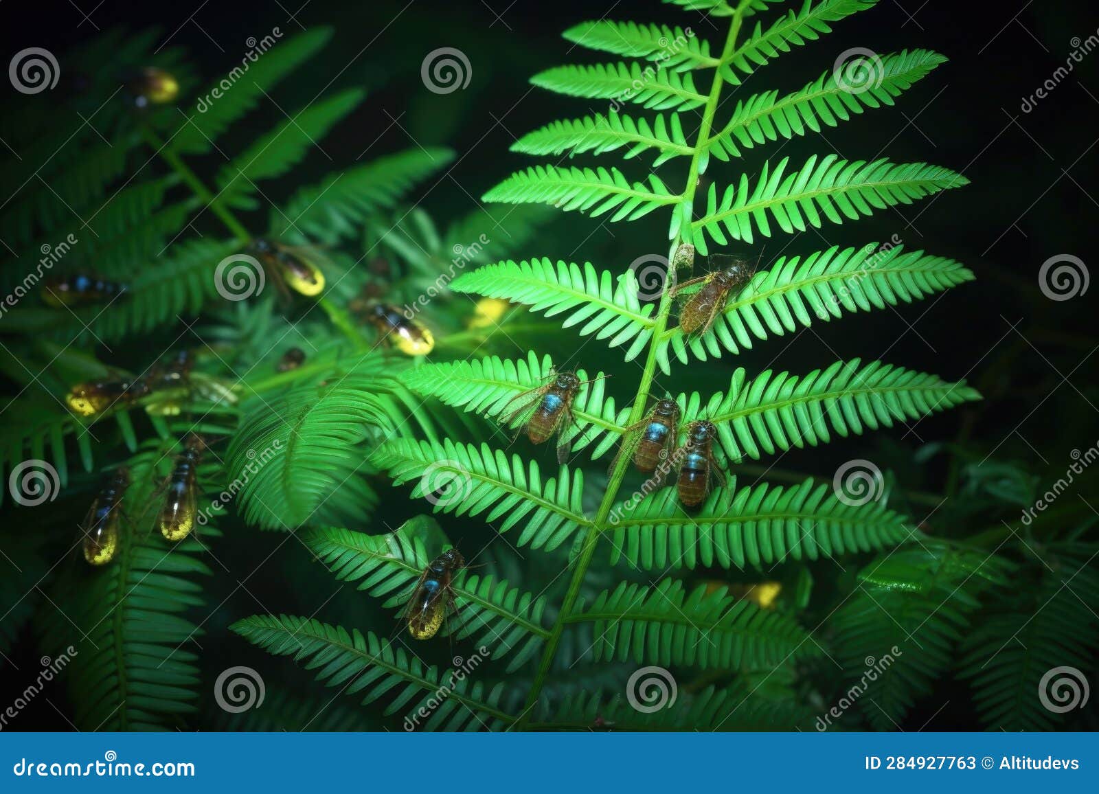 Vibrant Ferns Growing Amidst Blackened Tree Stumps Stock Photography ...