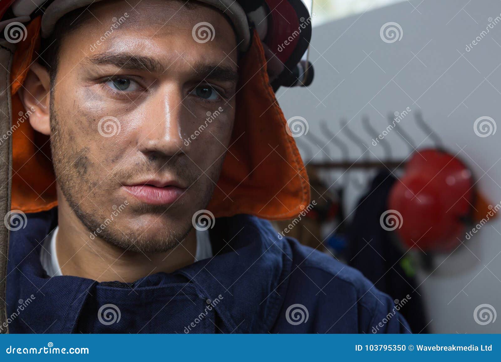 Close-up of Fireman in the Office Stock Photo - Image of occupation ...