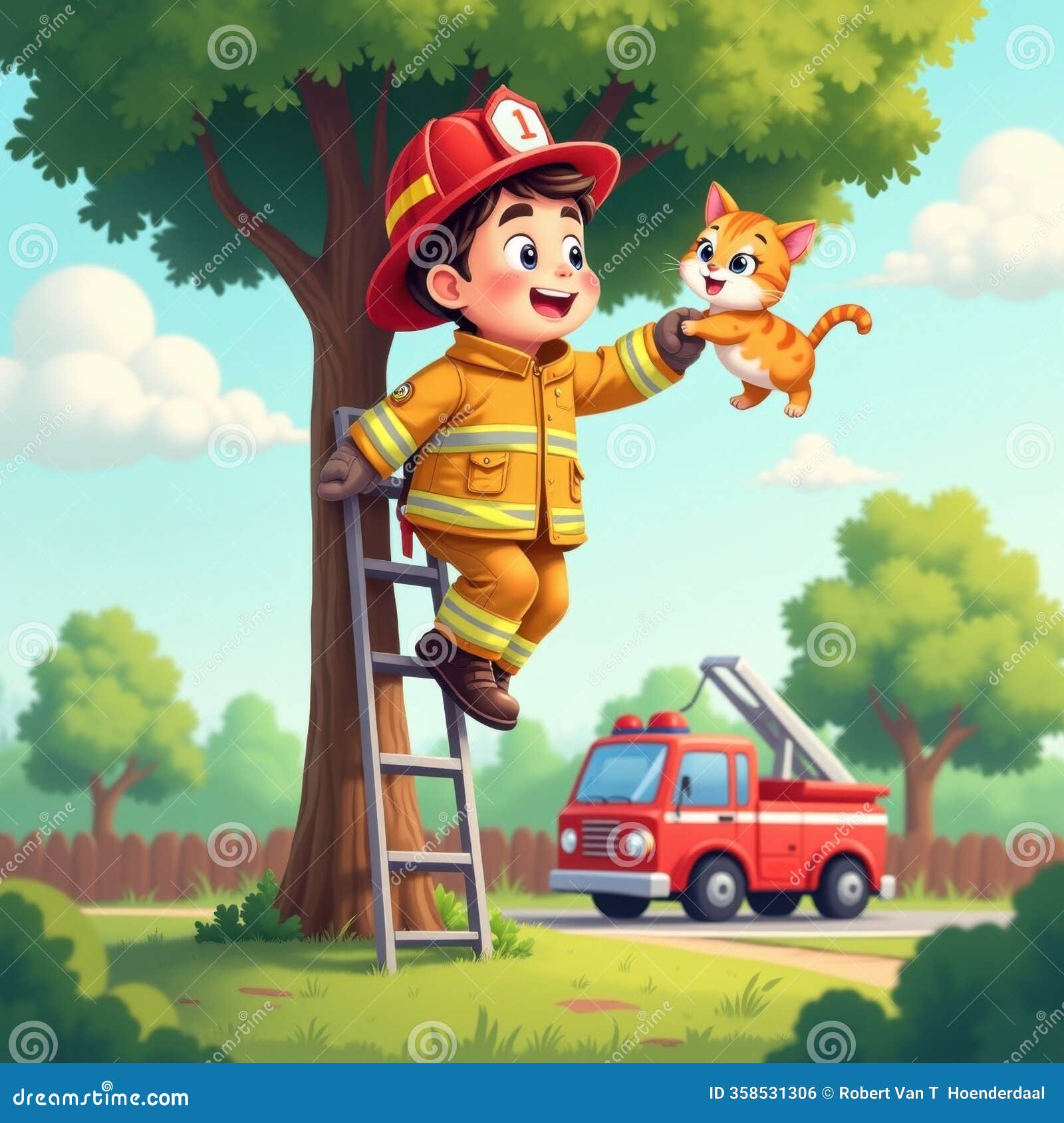 Close Up Of A Fireman Rescuing At Cat At 1-2-2025 Royalty-Free Stock ...