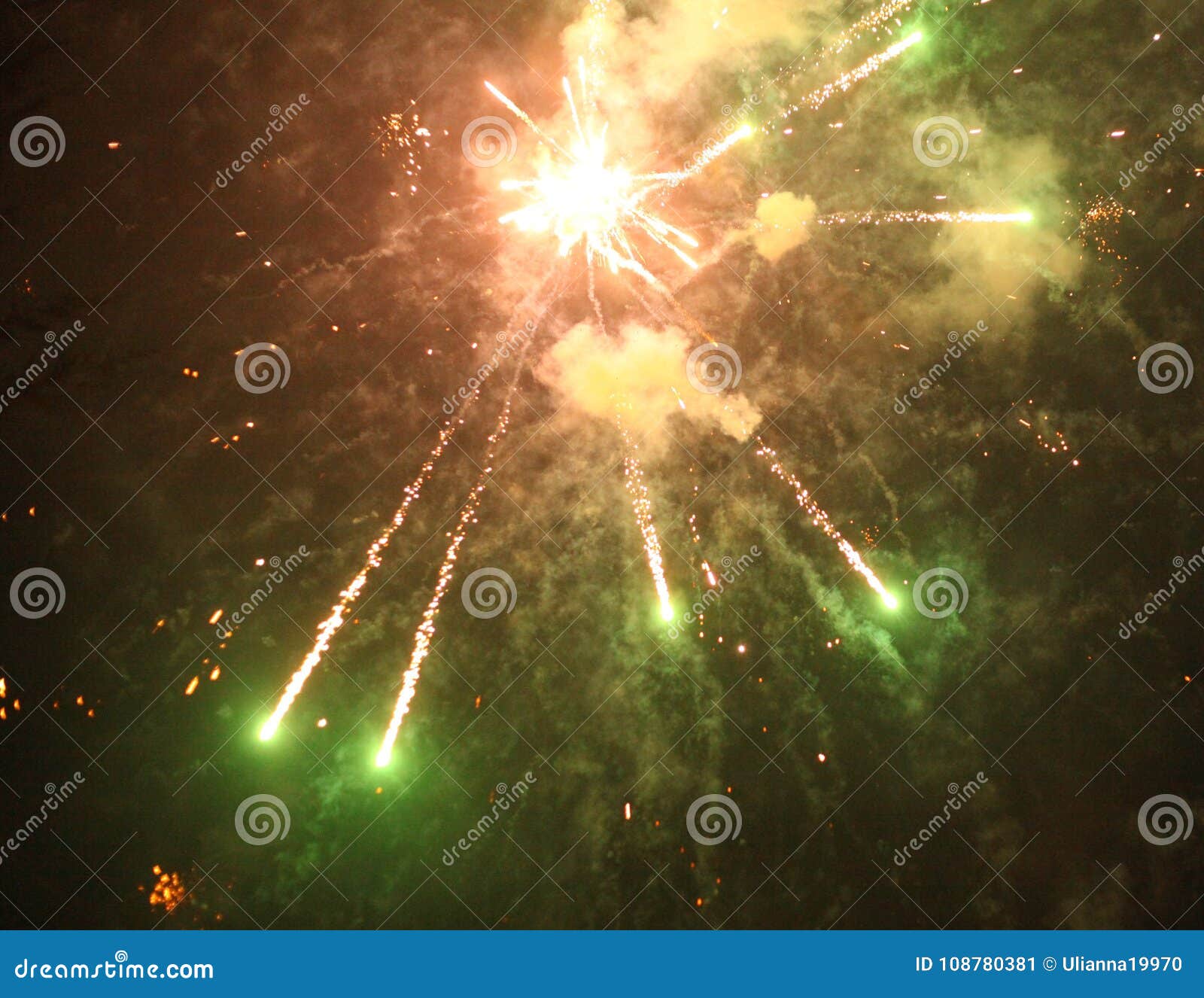 Firework Photo With Fire Sparkles And Flowers On Black Sky Background ...