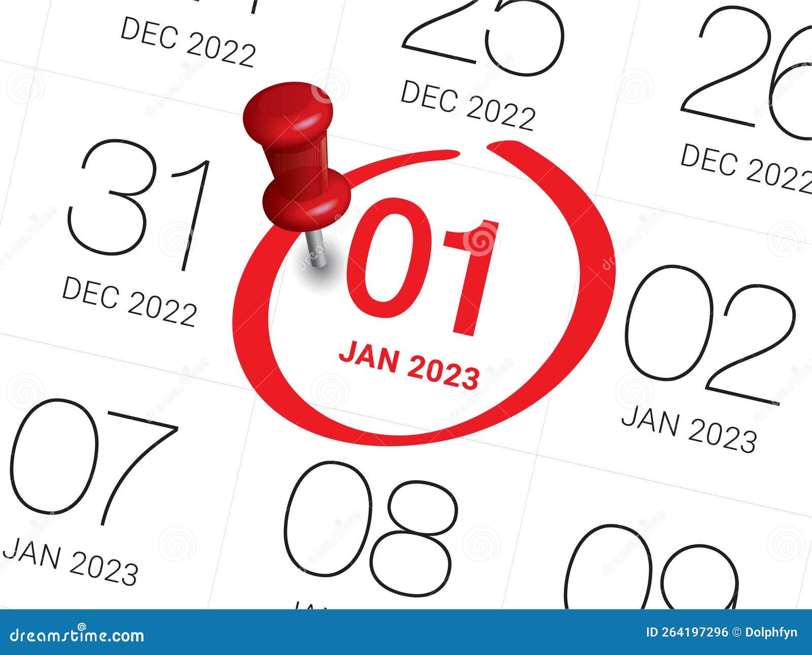 Close Up of First Day of the Year 2023 on Diary Calendar Stock Vector ...