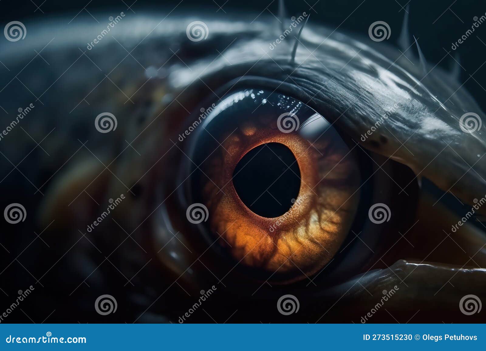 A Close Up of a Fish S Eye with a Black Background Stock Illustration ...