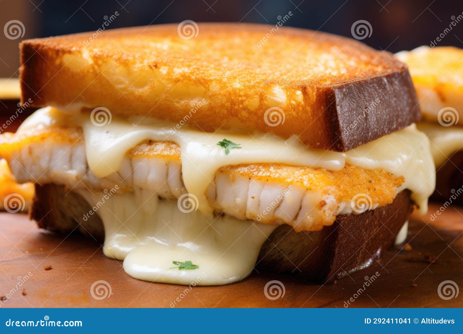 Close-up of a Fish Sandwich with Melted Cheese Stock Image - Image of ...