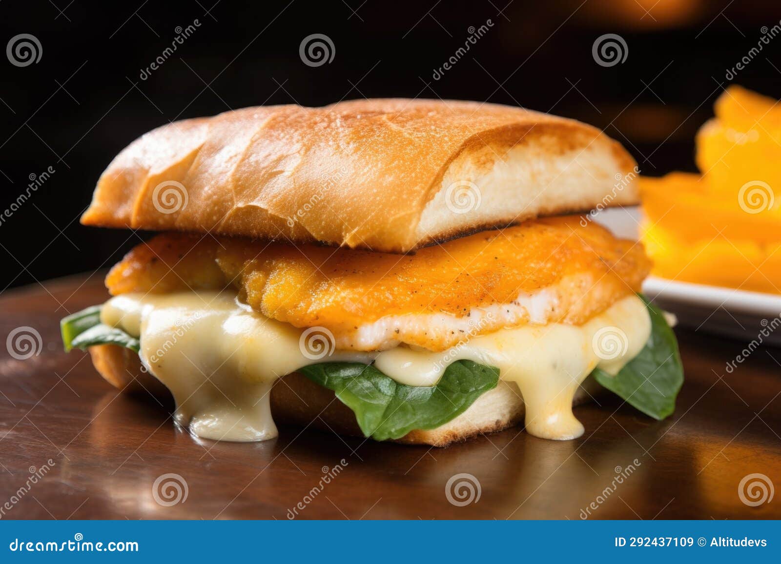 Close-up of a Fish Sandwich with Melted Cheese Stock Image - Image of ...
