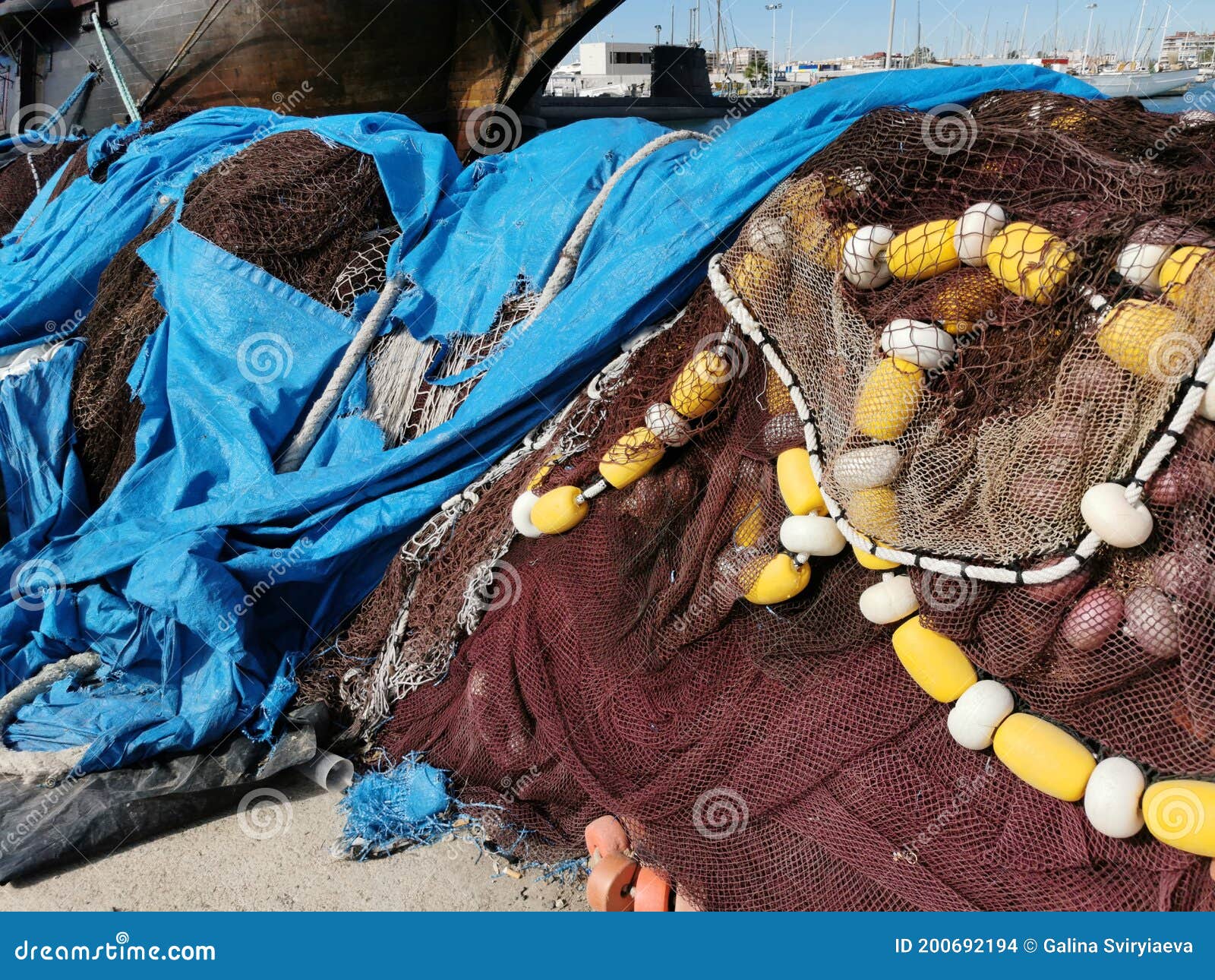 Close Up of Fishing Nets and Boxes Stock Photo - Image of harbour, food ...
