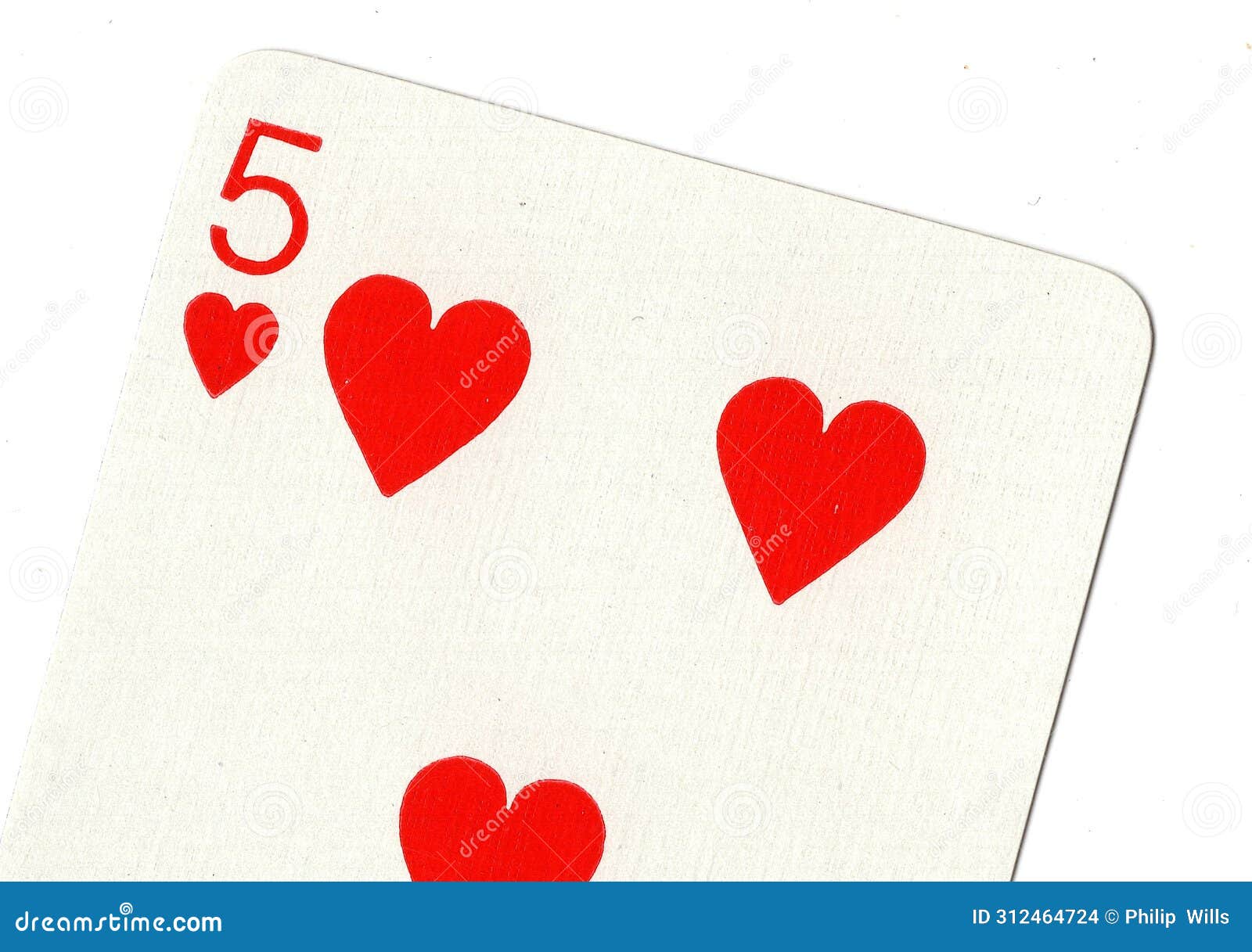 Close Up of a Five of Hearts Playing Card. Stock Illustration ...
