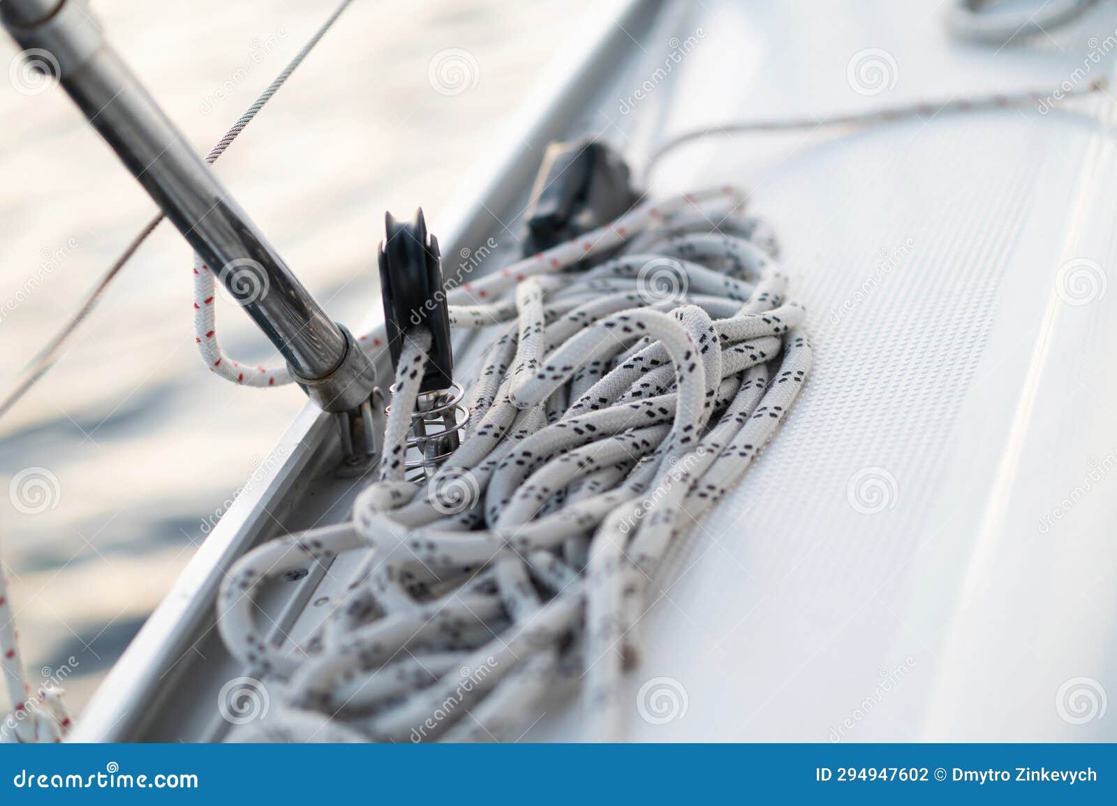 Close Up of a Fixing Rope on a Sailing Yacht Stock Photo - Image of ...