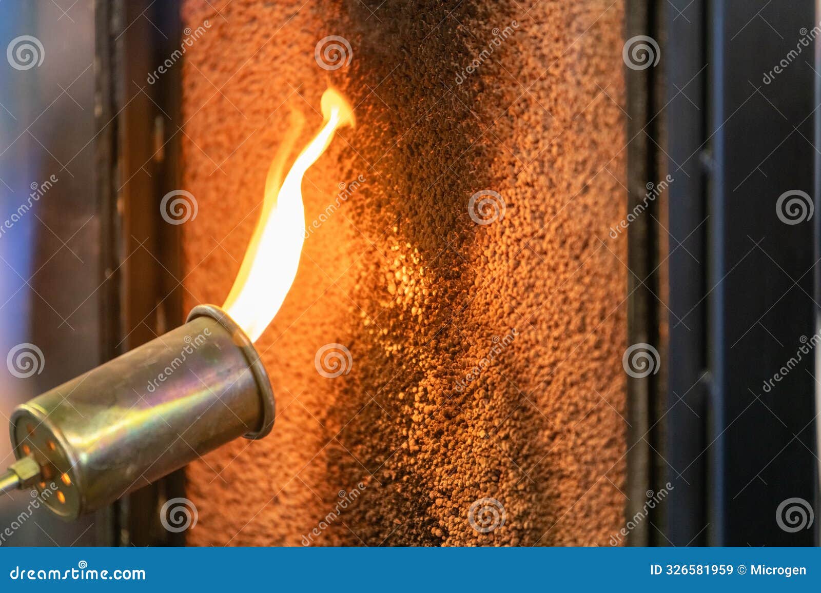 Close Up of a Flame Torch Testing Flame Retardant Material ...