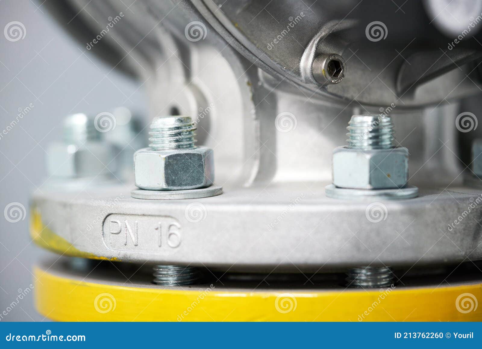 Close-up Flanges Connecting Gas Pipe Systems with Bolts and Nuts. Stock ...