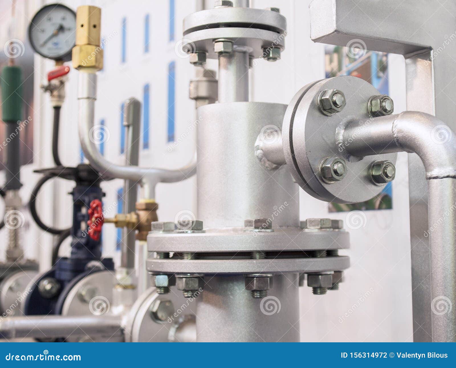 Flanges for Connecting Piping Systems with Bolts and Nuts Stock Photo ...