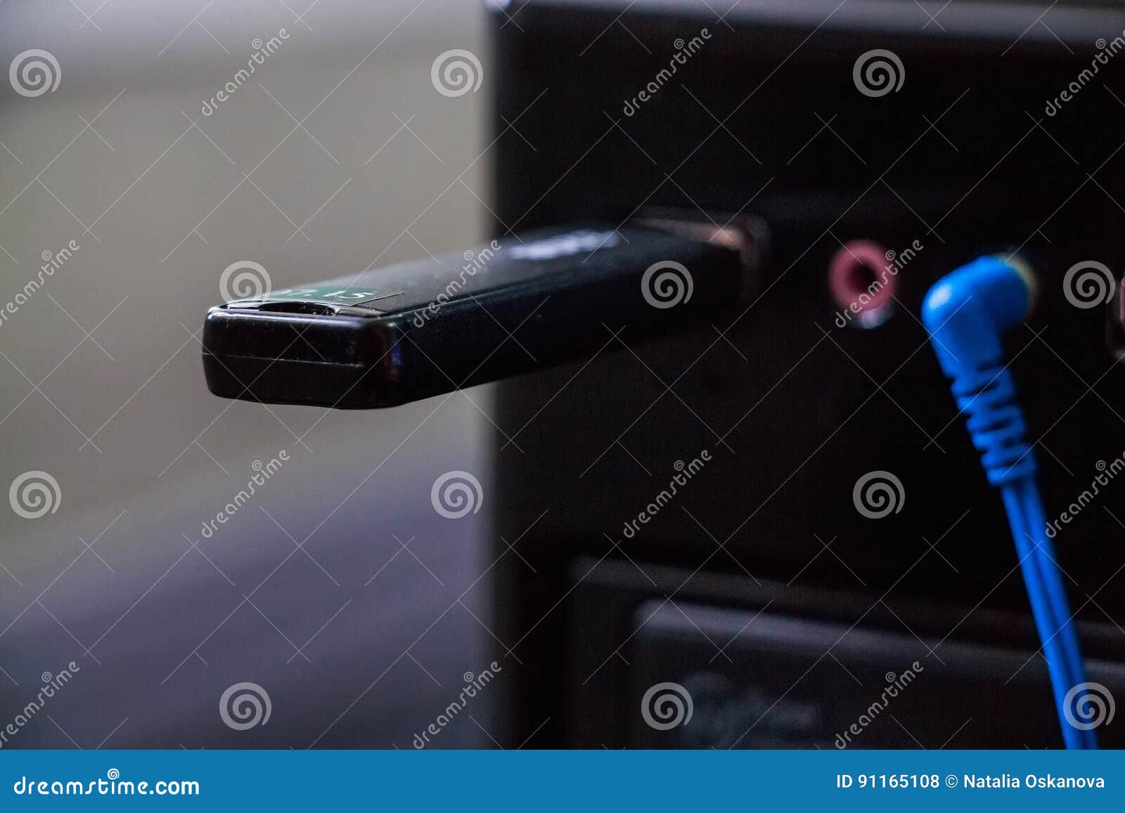 Close Up Flash Stick in Modern Computer USB Socket Stock Photo - Image ...