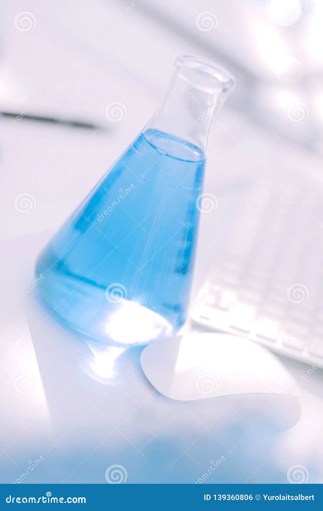 Close Up.a Flask of Blue Liquid in a Science Lab Stock Photo - Image of ...