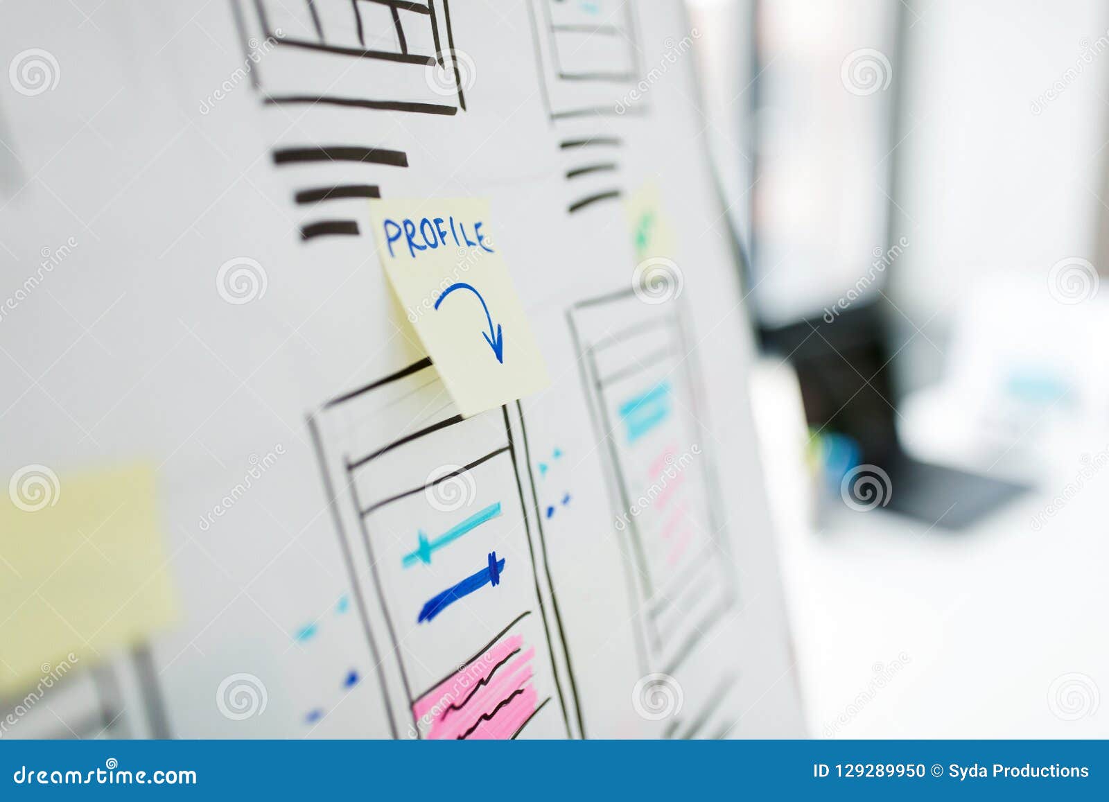 Close Up of Flip Chart with Ui Design Templates Stock Photo - Image of ...