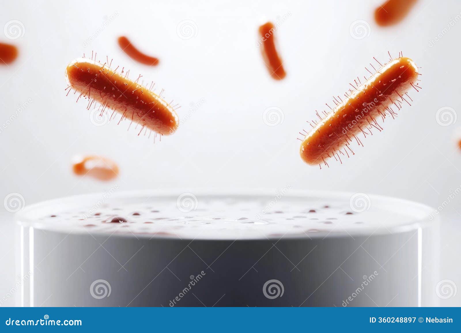 Close-up of Floating Bacteria Over Liquid Surface in Scientific ...