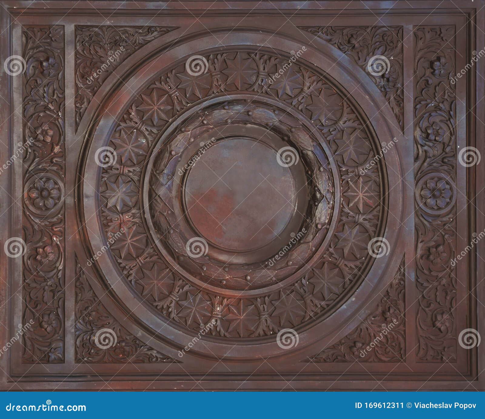 Close Up Floral Pattern on Brass Plate Stock Image - Image of brass ...