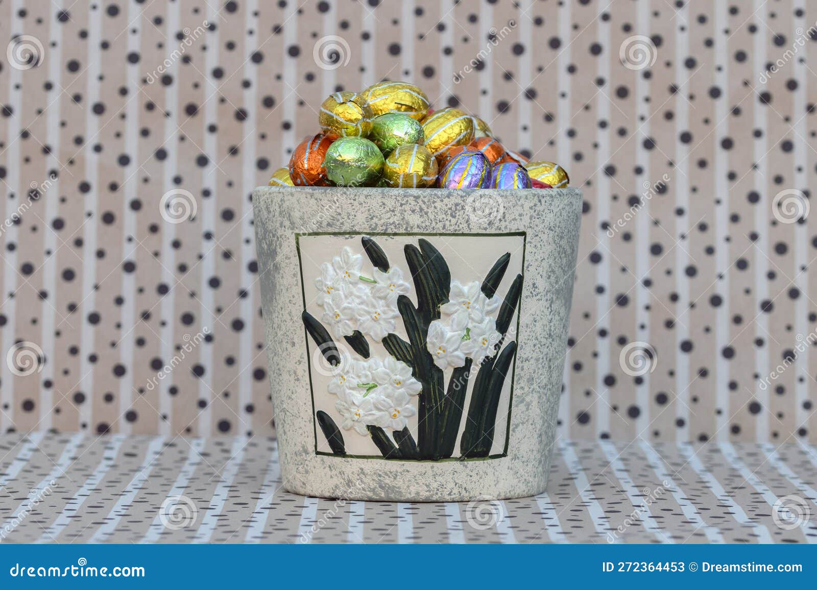 Close Up Flower Pot with Chocolate Eggs at Amsterdam the Netherlands 27 ...
