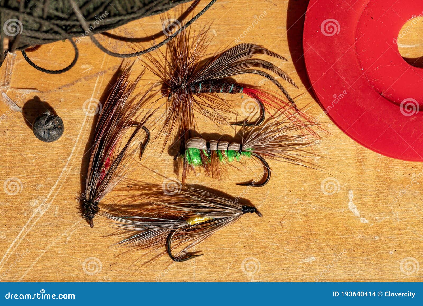 Close-up of a Fly Fishing Lure on String Stock Photo - Image of feather ...