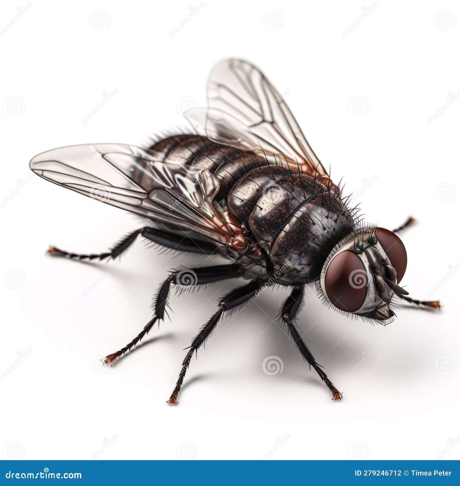 Close Up of a Fly Isolated on White Background. Stock Illustration ...