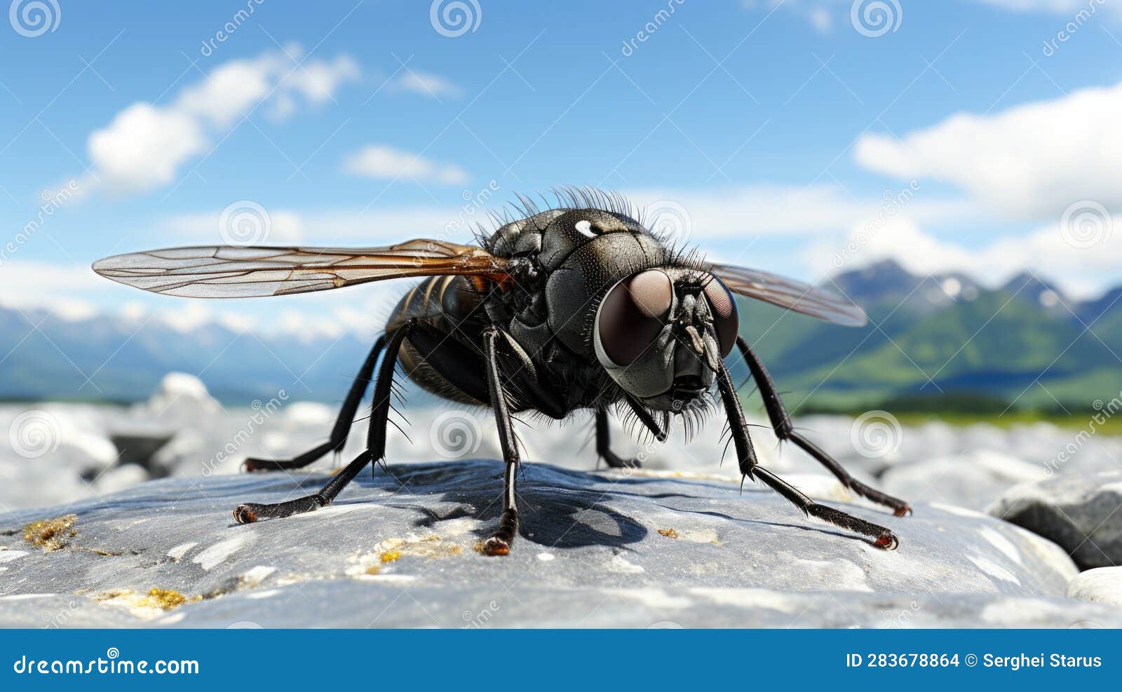 A Close Up of a Fly on a Rock. Generative AI Image. Stock Photo - Image ...